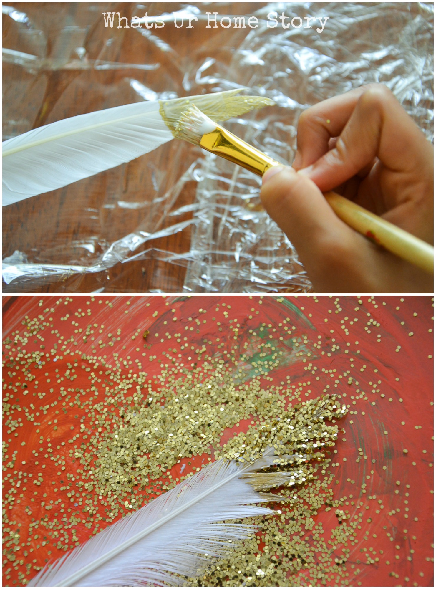 Glitter Dipped Feathers | Whats Ur Home Story